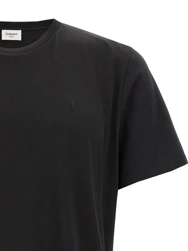 Saint Laurent Cassandre' Embroidery T-shirt - Black