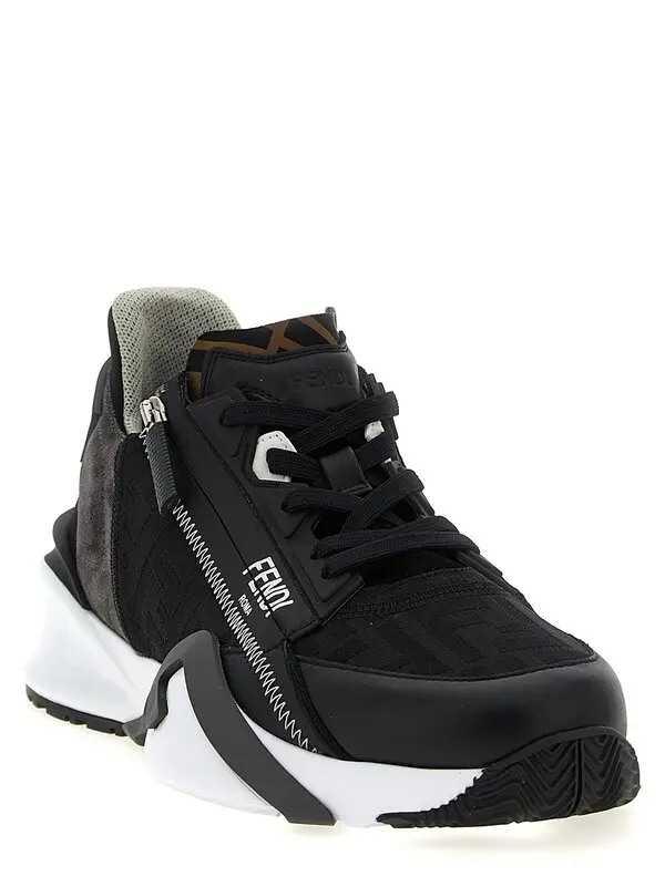 Fendi Flow Jacquard Nylon Sneakers With Ff Detail - Black