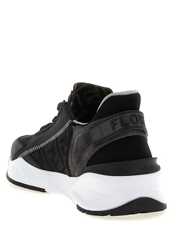 Fendi Flow Jacquard Nylon Sneakers With Ff Detail - Black