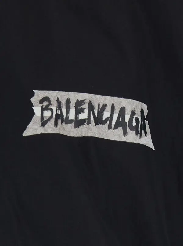 Balenciaga Black Cotton Blend Jacket With High Collar And Logo Detail - Multicolor
