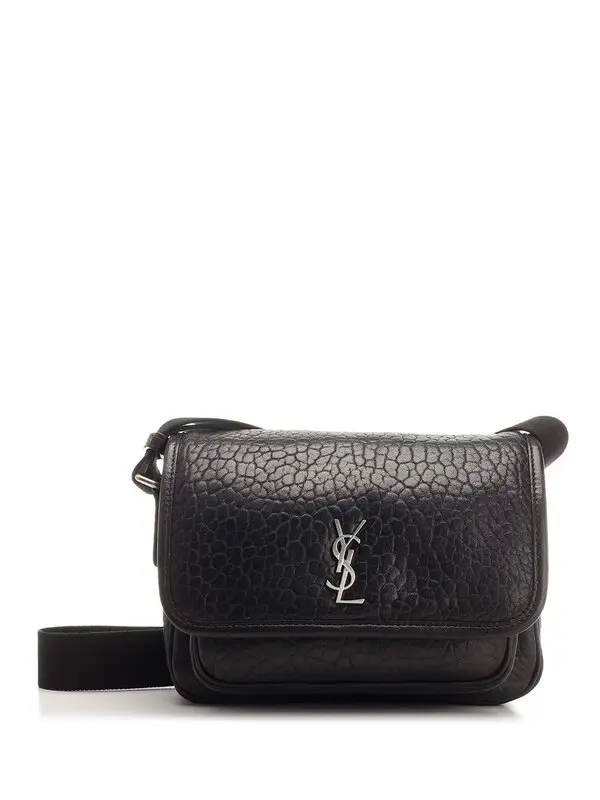 Saint Laurent Niki Small Crocodile Print Leather Messenger - Black