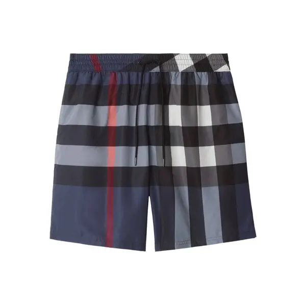Burberry Check Print Swim Shorts - Gray