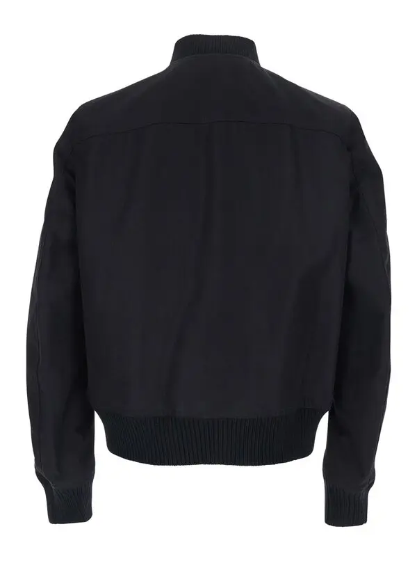 Rick Owens Bomber Jacket With Bomber Collar And Two Zip Pockets - Black