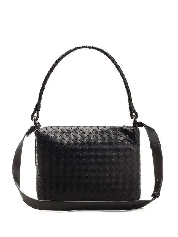 Bottega Veneta Intrecciato Leather Swing Messenger Bag - Black