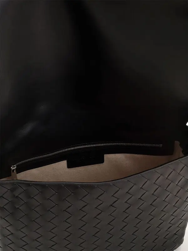 Bottega Veneta Intrecciato Leather Swing Messenger Bag - Black