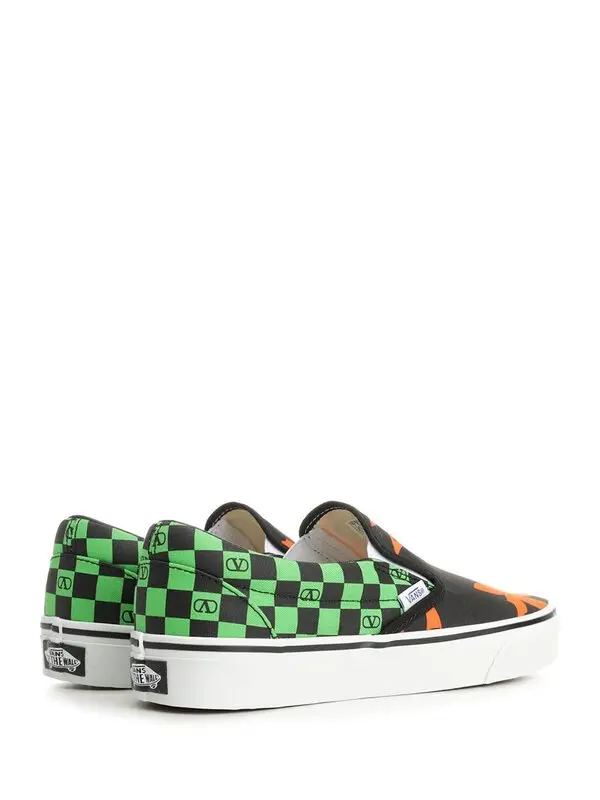 Valentino Garavani X Vans Slip-on Sneakers With Vlogo Checkerboard And Tropical Leaves Print
