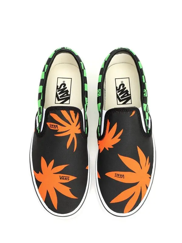 Valentino Garavani X Vans Slip-on Sneakers With Vlogo Checkerboard And Tropical Leaves Print