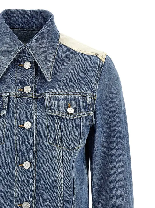 Givenchy Denim Jacket With Canvas Detail - Blue