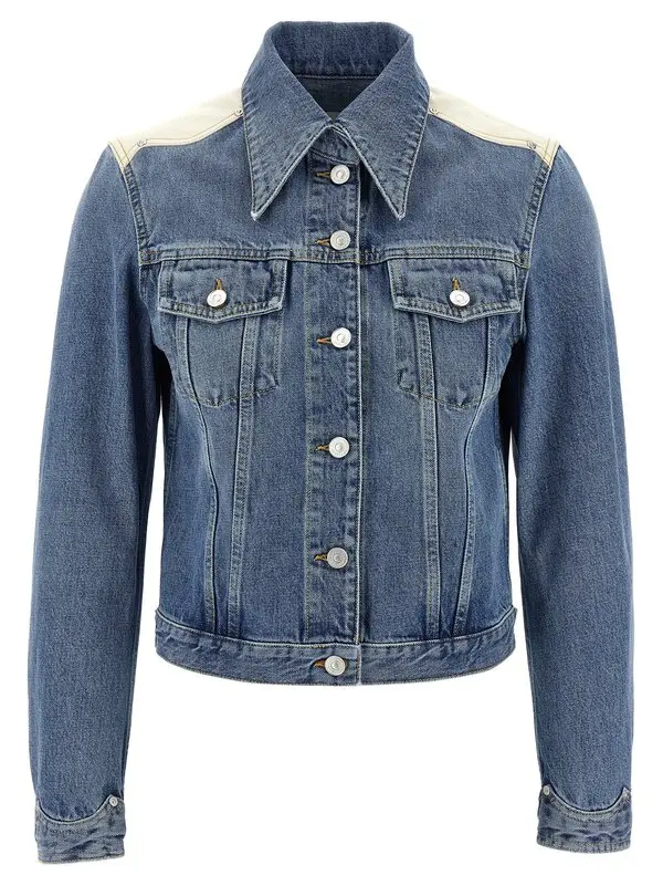 Givenchy Denim Jacket With Canvas Detail - Blue