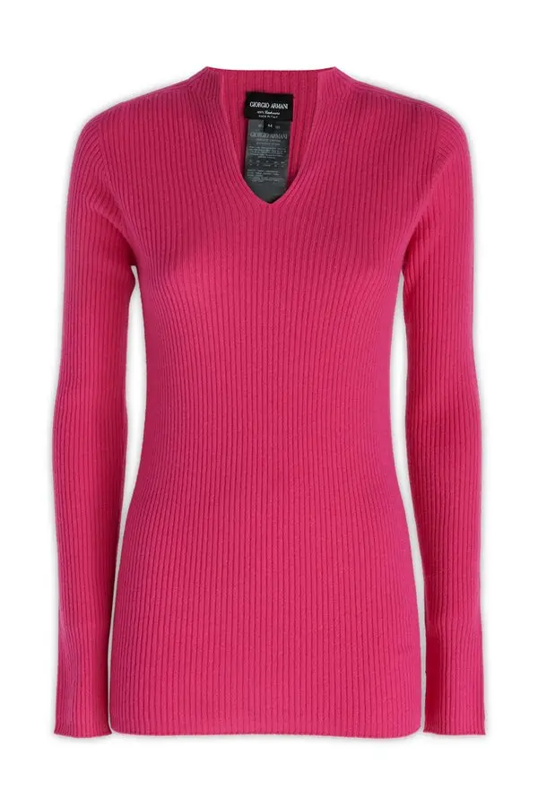 Giorgio Armani Ribbed Knit V-neck Sweater