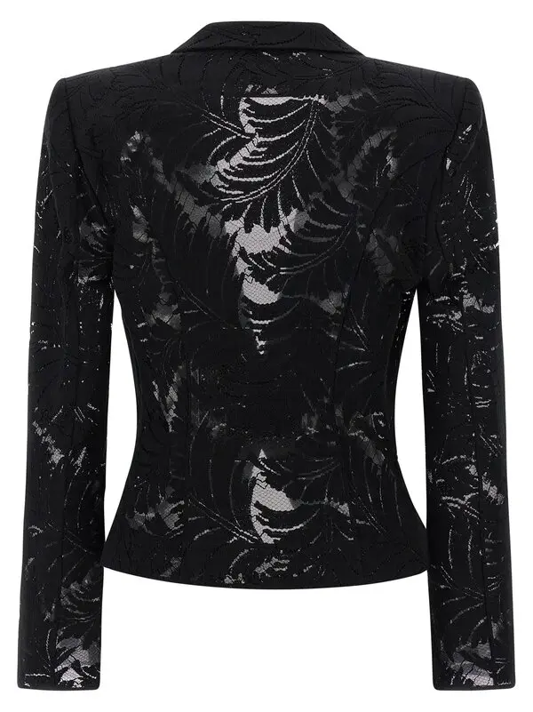 Balmain Lace Blazer With Chain Coin Button