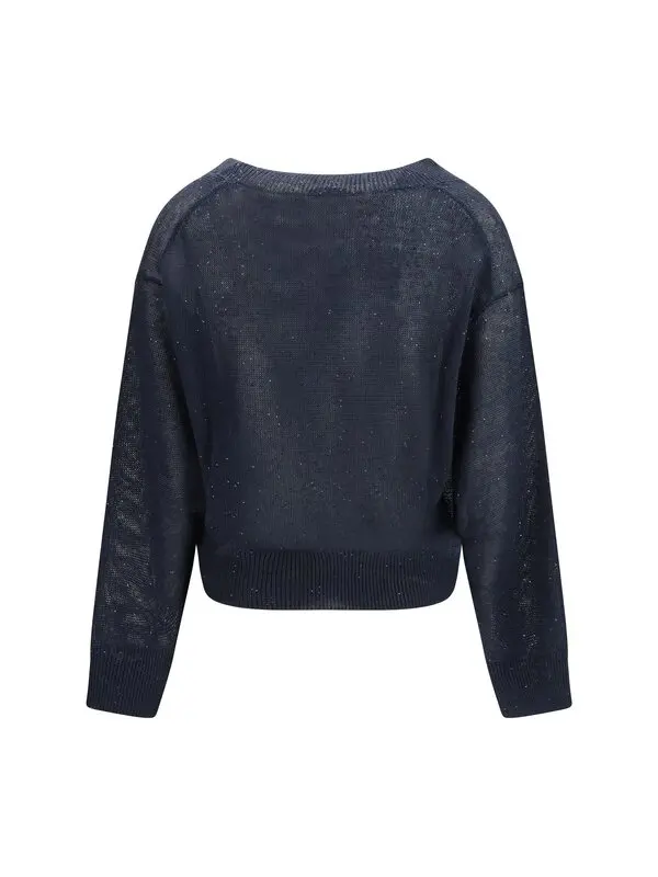 Brunello Cucinelli Sparkling Linen V-neck T-shirt