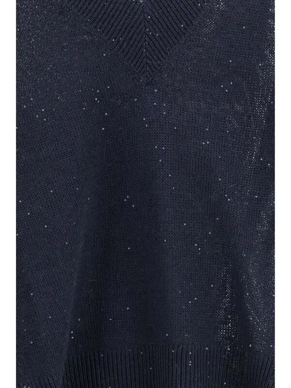 Brunello Cucinelli Sparkling Linen V-neck T-shirt