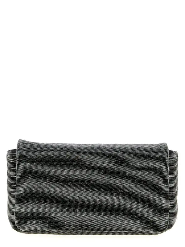 Brunello Cucinelli Precious Monile Embroidered Leather Clutch - Black