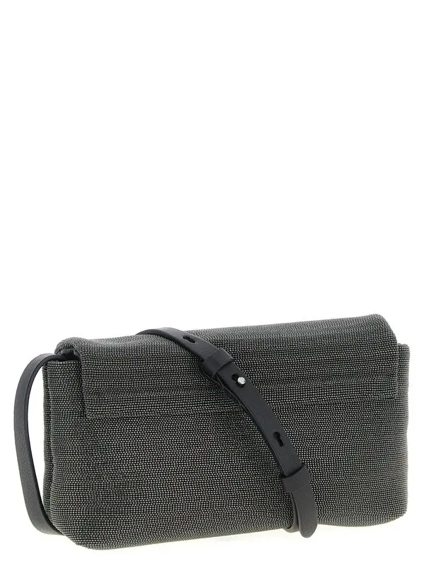 Brunello Cucinelli Precious Monile Embroidered Leather Clutch - Black