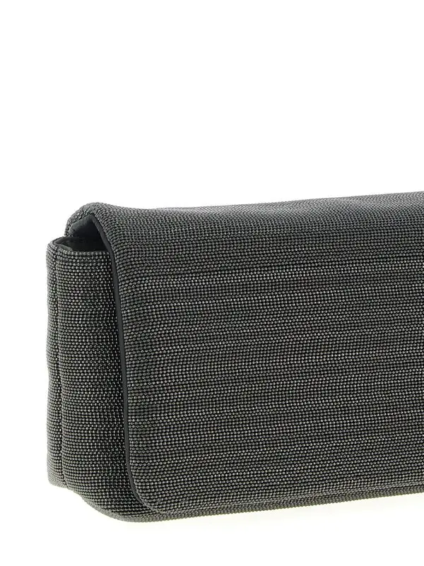 Brunello Cucinelli Precious Monile Embroidered Leather Clutch - Black