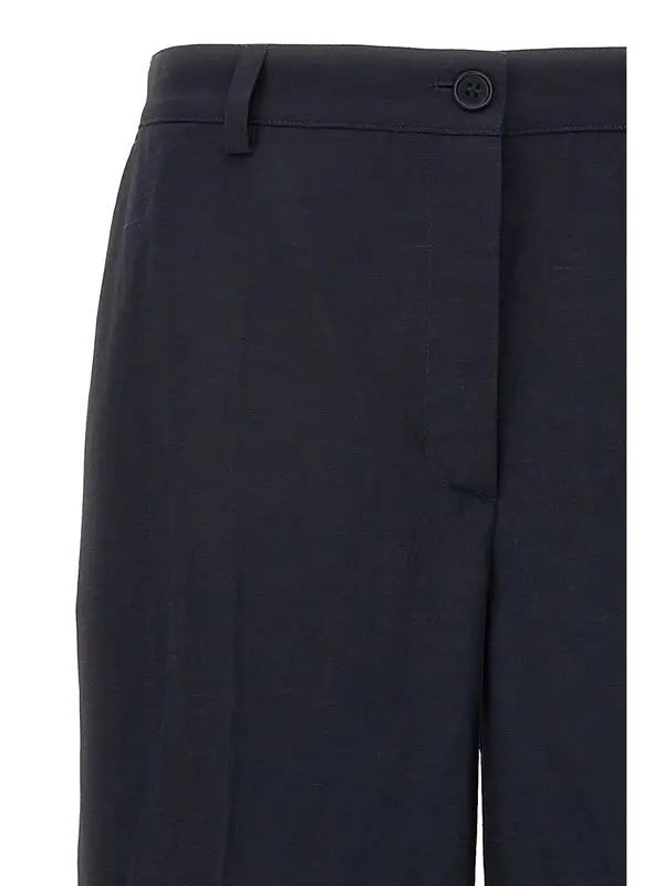 P.a.r.o.s.h Raisa Viscose Linen Blend Trousers - Blue