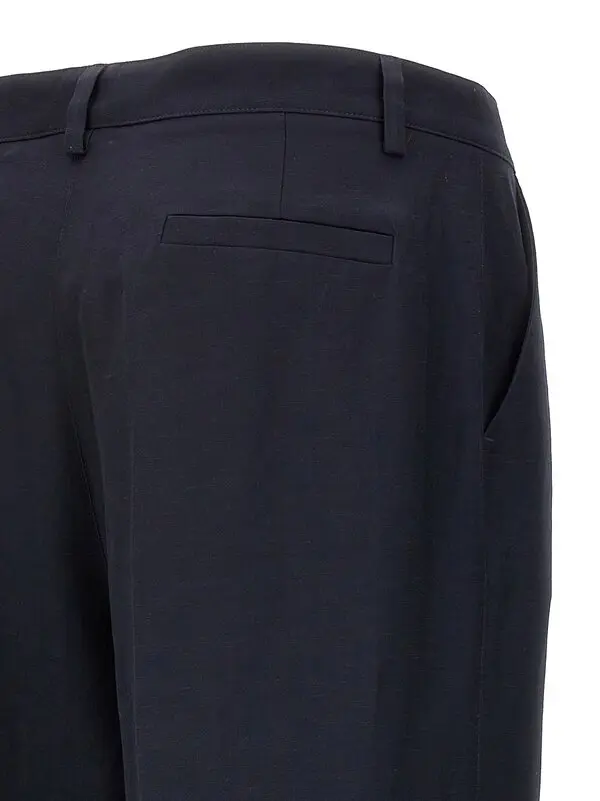 P.a.r.o.s.h Raisa Viscose Linen Blend Trousers - Blue