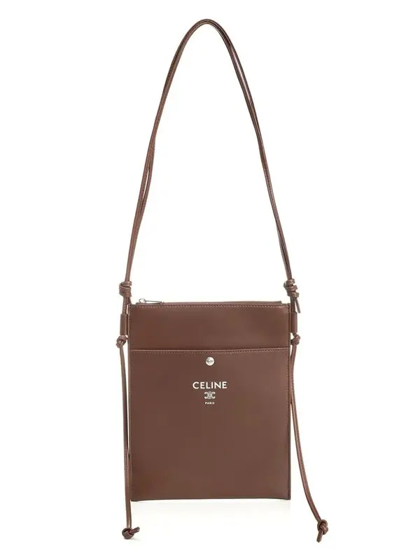 Celine Sharp Lambskin Pouch With Adjustable Shoulder Strap - Brown