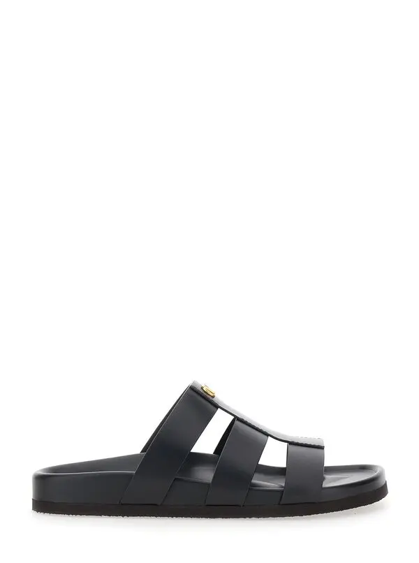 Valentino Garavani Leather Cage Sandals With Vlogo Plaque - Multicolor