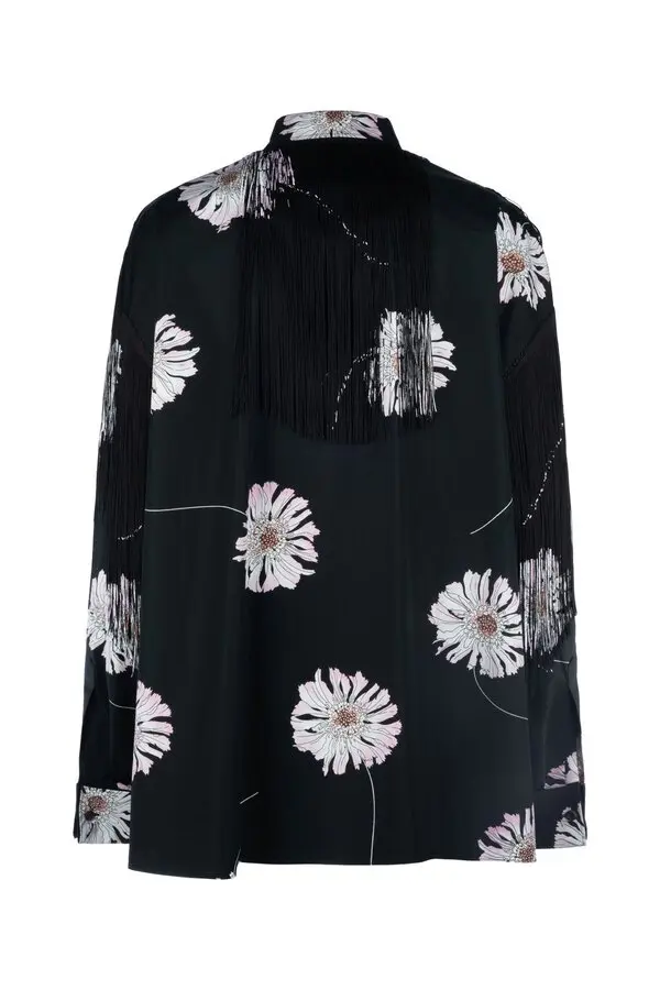 Prada Floral Shirt With Fringe Detail
