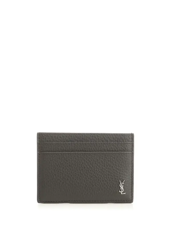 Saint Laurent Tiny Cassandre Card Holder - Gray