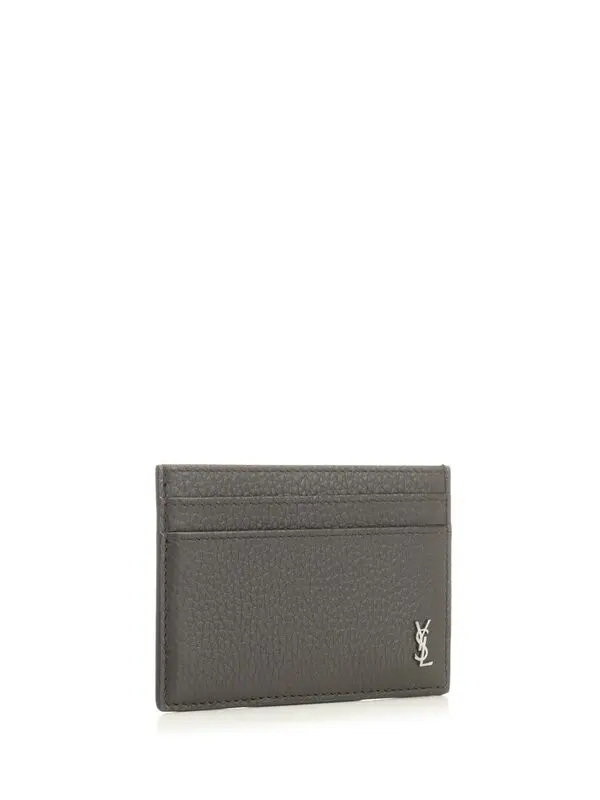 Saint Laurent Tiny Cassandre Card Holder - Gray