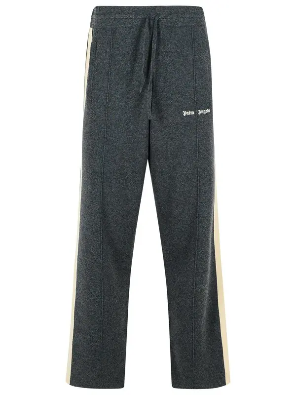 Palm Angels Dark Grey Wool Blend Trousers - Gray