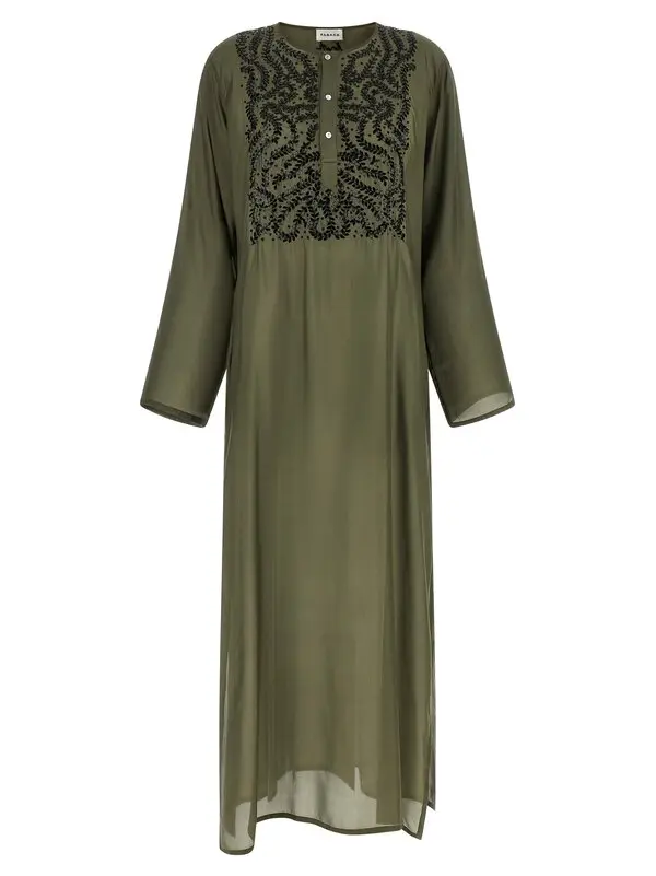 P.a.r.o.s.h Long Silk Dress With Floral Embroidery