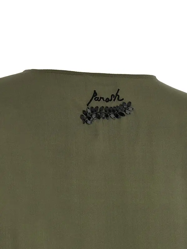 P.a.r.o.s.h Long Silk Dress With Floral Embroidery