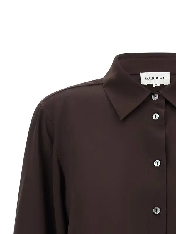 P.a.r.o.s.h Sweet26" Long Sleeve Silk Shirt - Brown