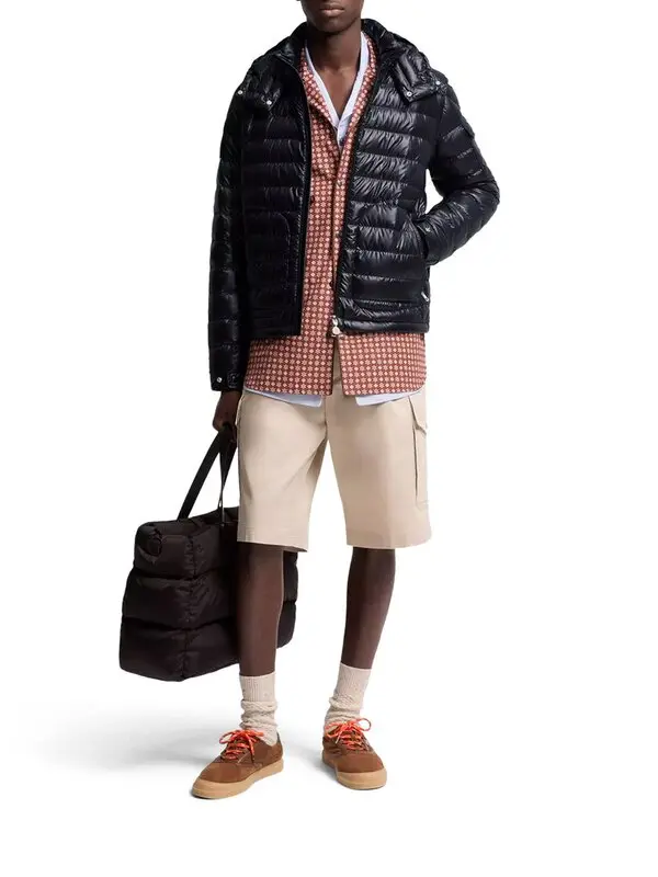 Moncler Lauros Short Down Jacket With Hood - Blue