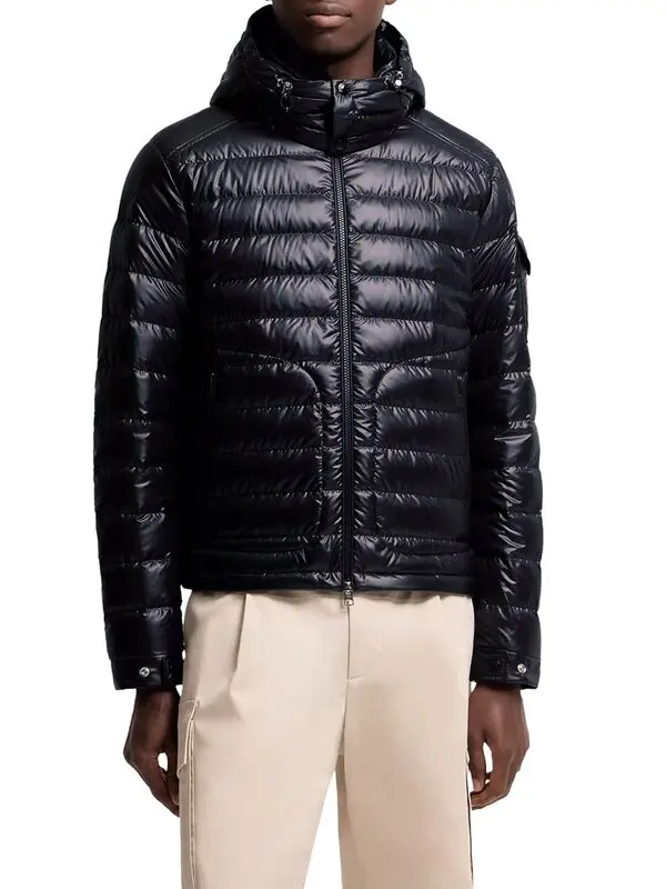 Moncler Lauros Short Down Jacket With Hood - Blue