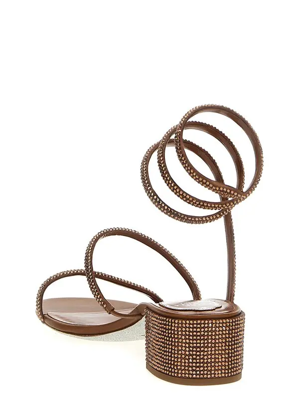 Rene Caovilla Cleo' Embellished Leather Sandals - Brown