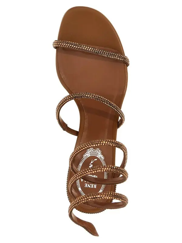 Rene Caovilla Cleo' Embellished Leather Sandals - Brown