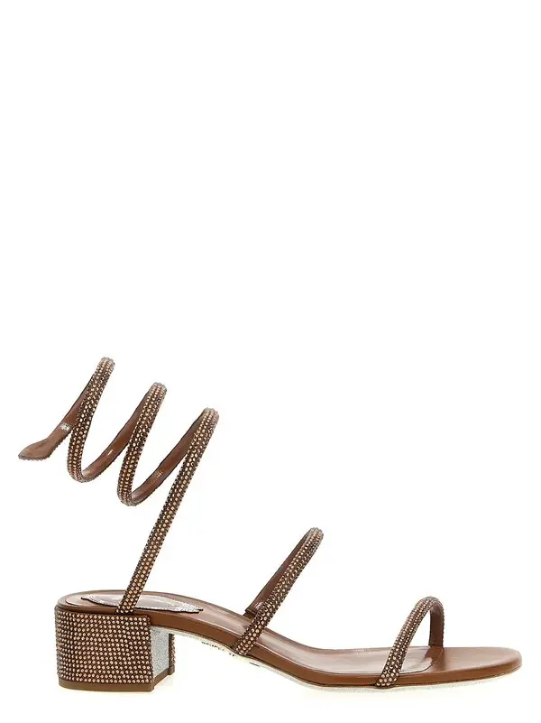 Rene Caovilla Cleo' Embellished Leather Sandals - Brown