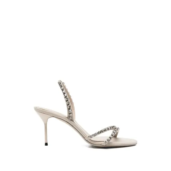 Paris Texas Embellished Stiletto Heel Slingback Sandals - Cream