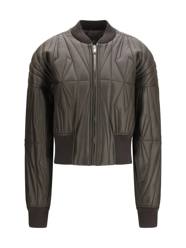 Moncler Rick Owens Geocamo Leather Bomber Jacket - Brown