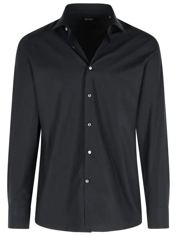 Zegna Trofeo' Dark Cotton Shirt - Blue