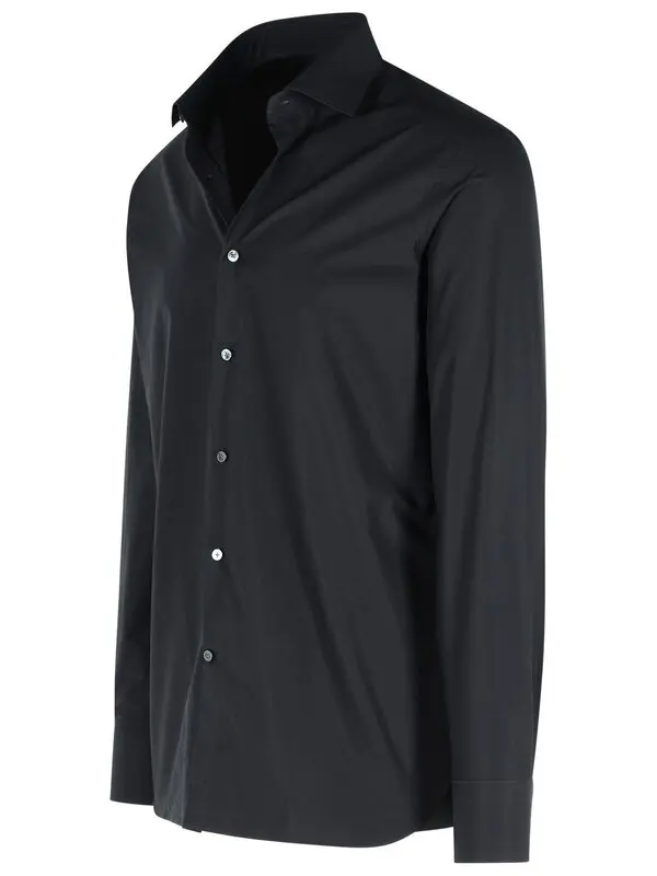 Zegna Trofeo' Dark Cotton Shirt - Blue
