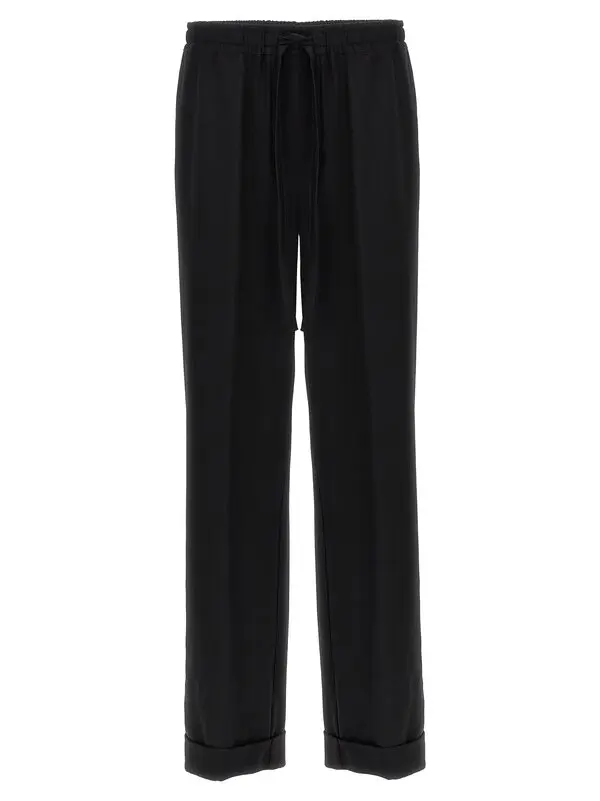 Dolce & Gabbana Virgin Wool Trousers With Contrast Piping - Black