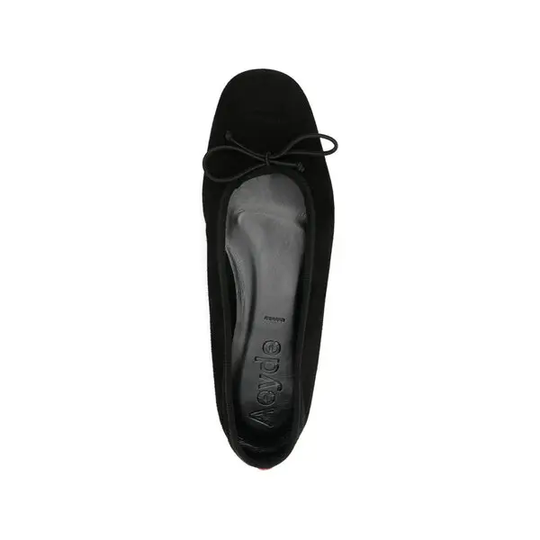AeydĒ Suede Ballet Flats With Bow Detail - Black