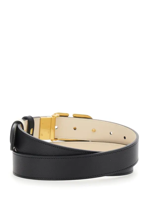 Valentino Garavani Reversible Belt With Vlogo Buckle In Leather