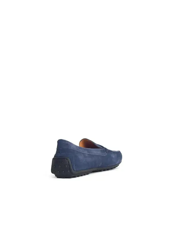 TOD'S Suede Loafers With Embossed Logo - Blue