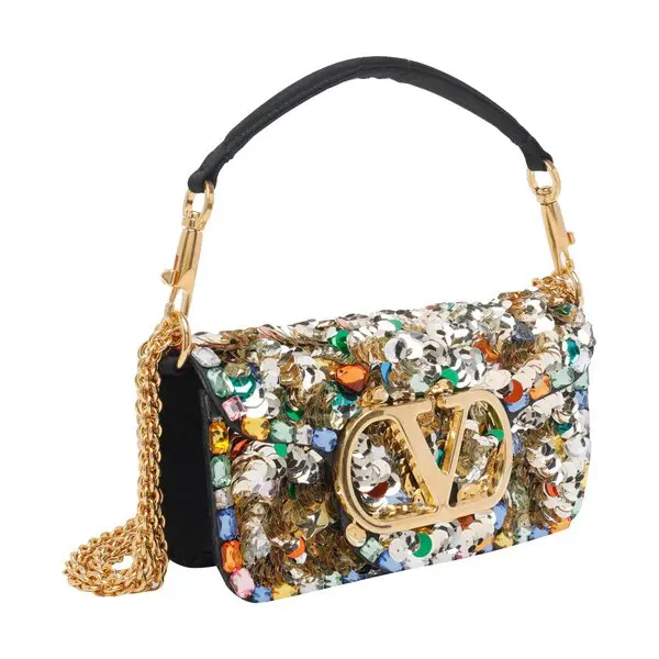 Valentino Garavani Small Embroidered Loco Shoulder Bag - Multicolor