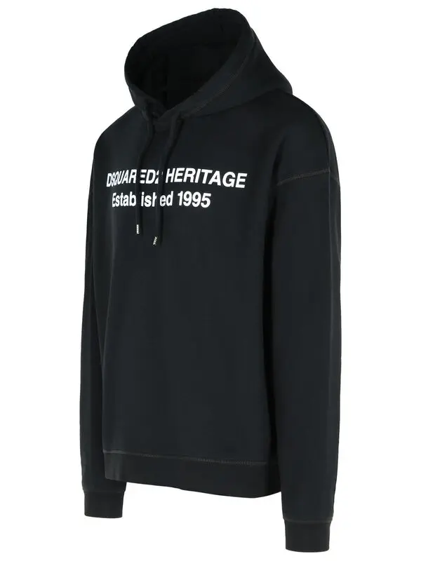 Dsquared2 Cotton Hoodie With Front Print - Black