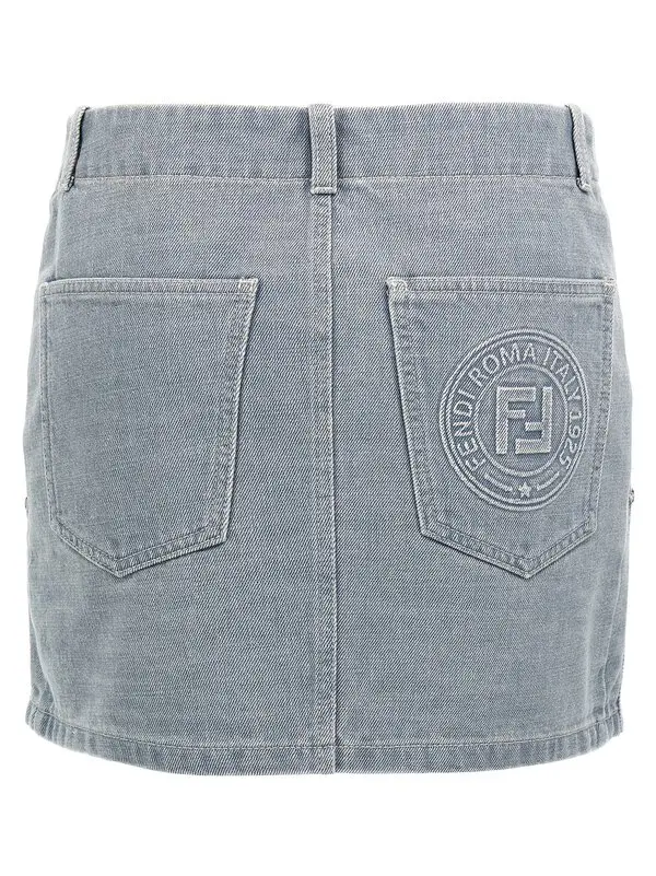 Fendi Go-to" Embossed Denim Miniskirt
