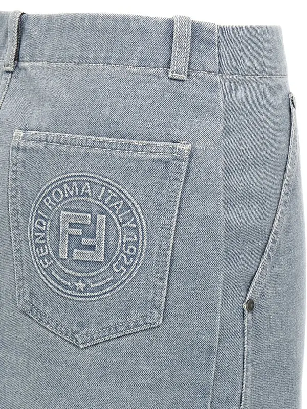 Fendi Go-to" Embossed Denim Miniskirt
