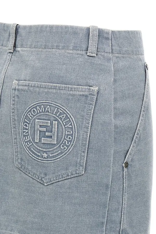 Fendi Go-to" Embossed Denim Miniskirt