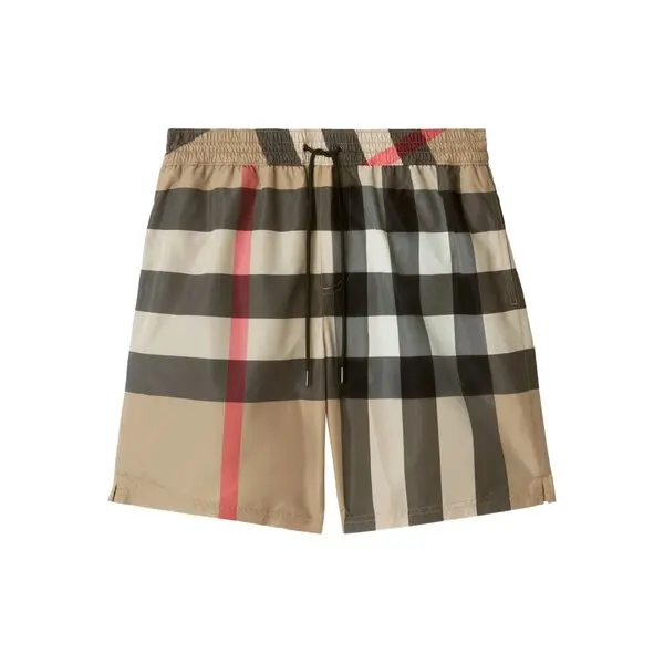 Burberry Checked Swim Shorts - Cream